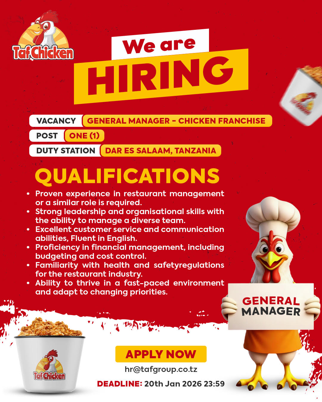 General Manager At TAF Group (T) Limited January 2026 | AjiraLeo Tanzania